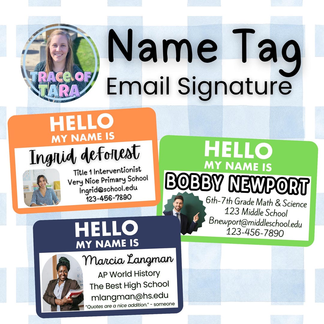 Hello Name Tag Custom Personalized School Teacher Email Signature - Etsy