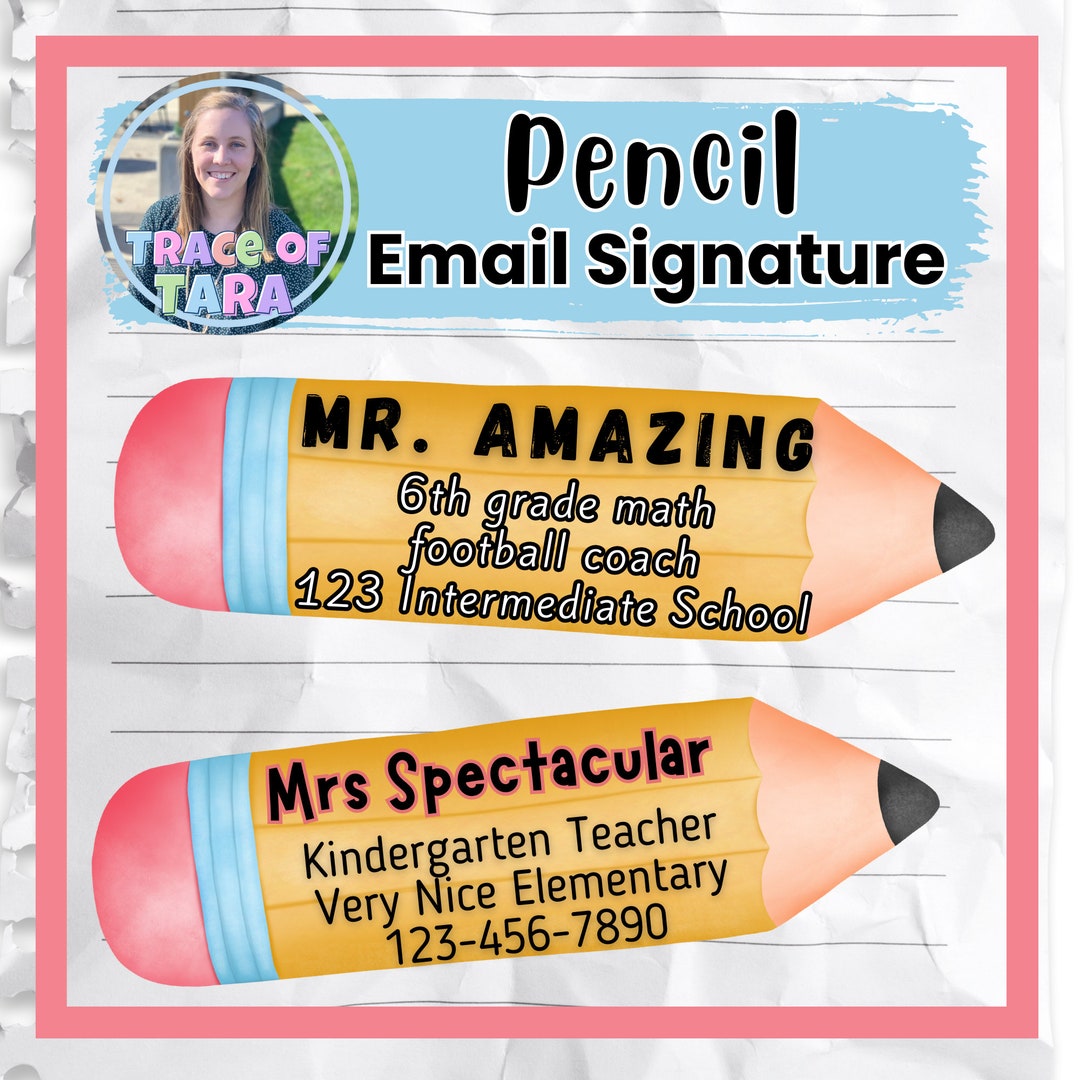 Pencil Custom Personalized School Teacher Email Signature - Etsy UK