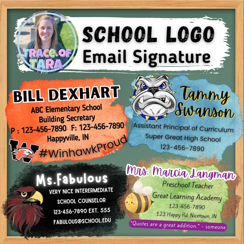 School Mascot Logo Custom Personalized School Teacher Email Signature ...