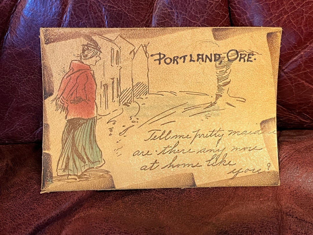 1906 Antique Leather Postcard - Etsy