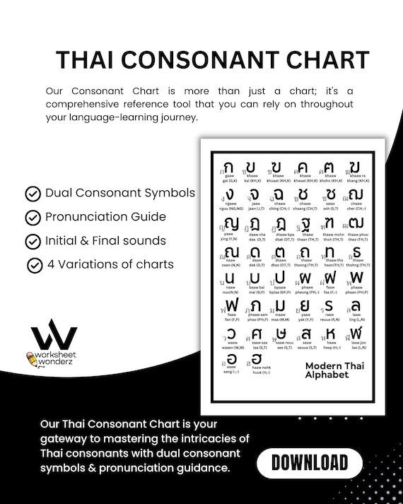Thai Alphabet Chart Printable Thai Vowels And Tone Marks Educational