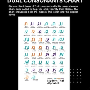 Thai Alphabet Chart Printable Thai Consonant, Abstract Art Print, Thai ...
