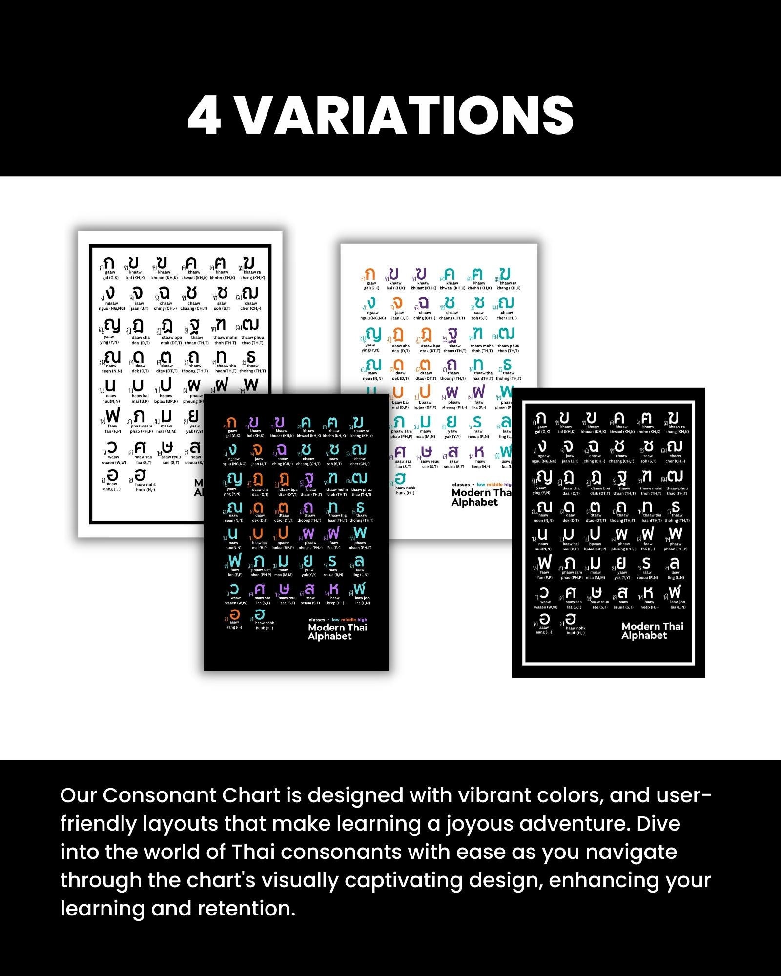 Thai Alphabet Chart Printable Thai Consonant Abstract Art - Etsy UK