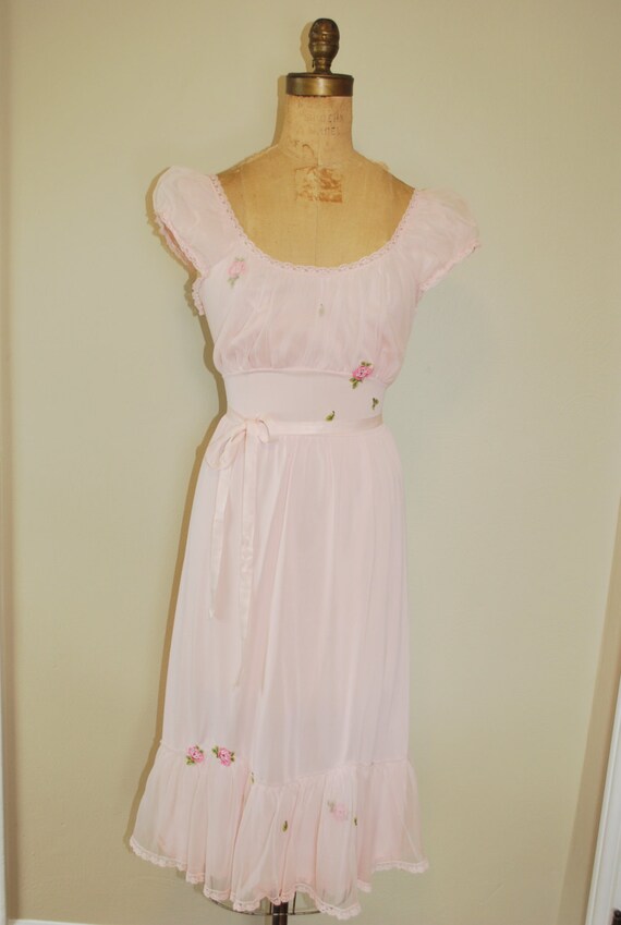 Items similar to Vintage Laros Nightgown, Vintage Pink Negligee ...