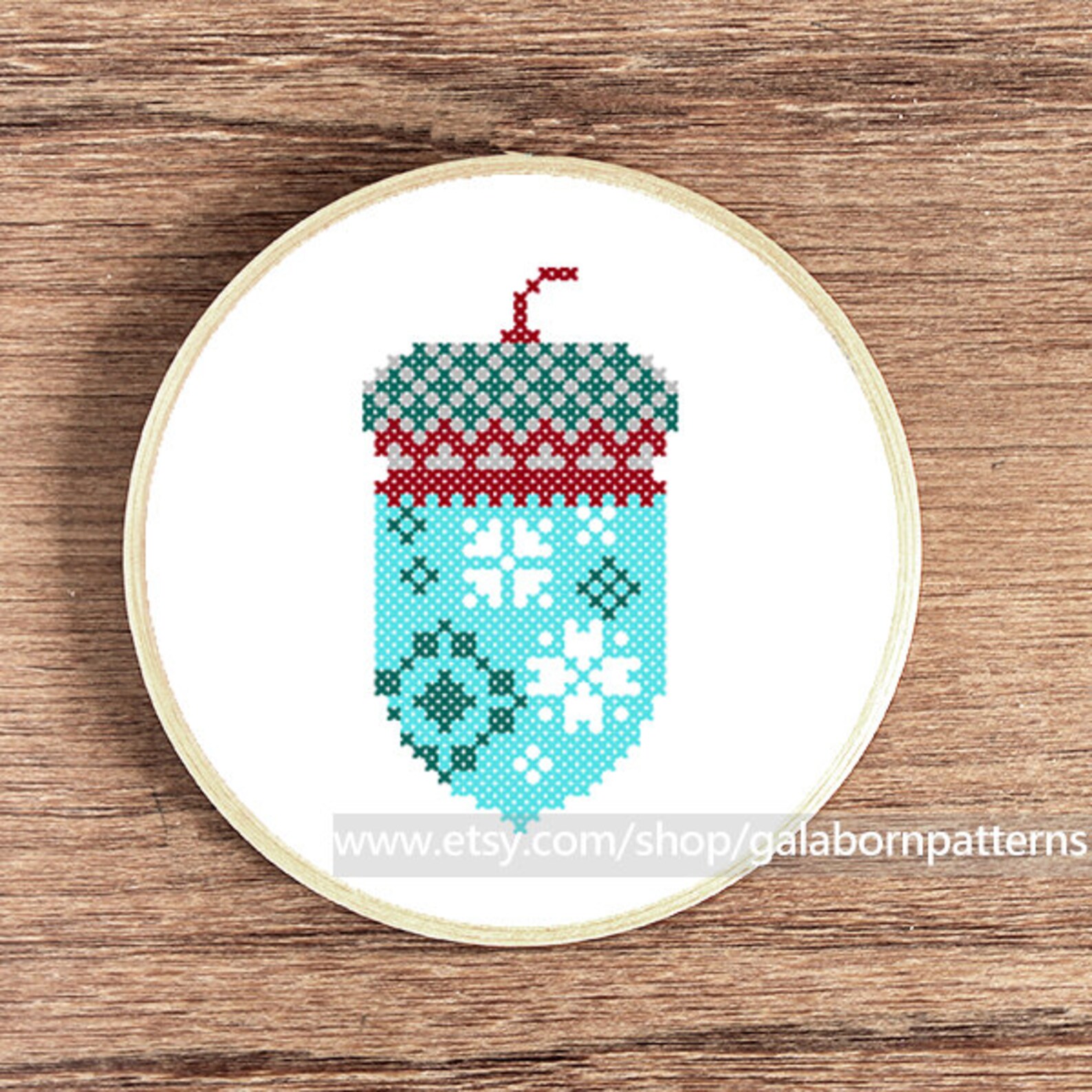 Acorn Cross Stitch Pattern PDF Winter Christmas Modern Cross | Etsy