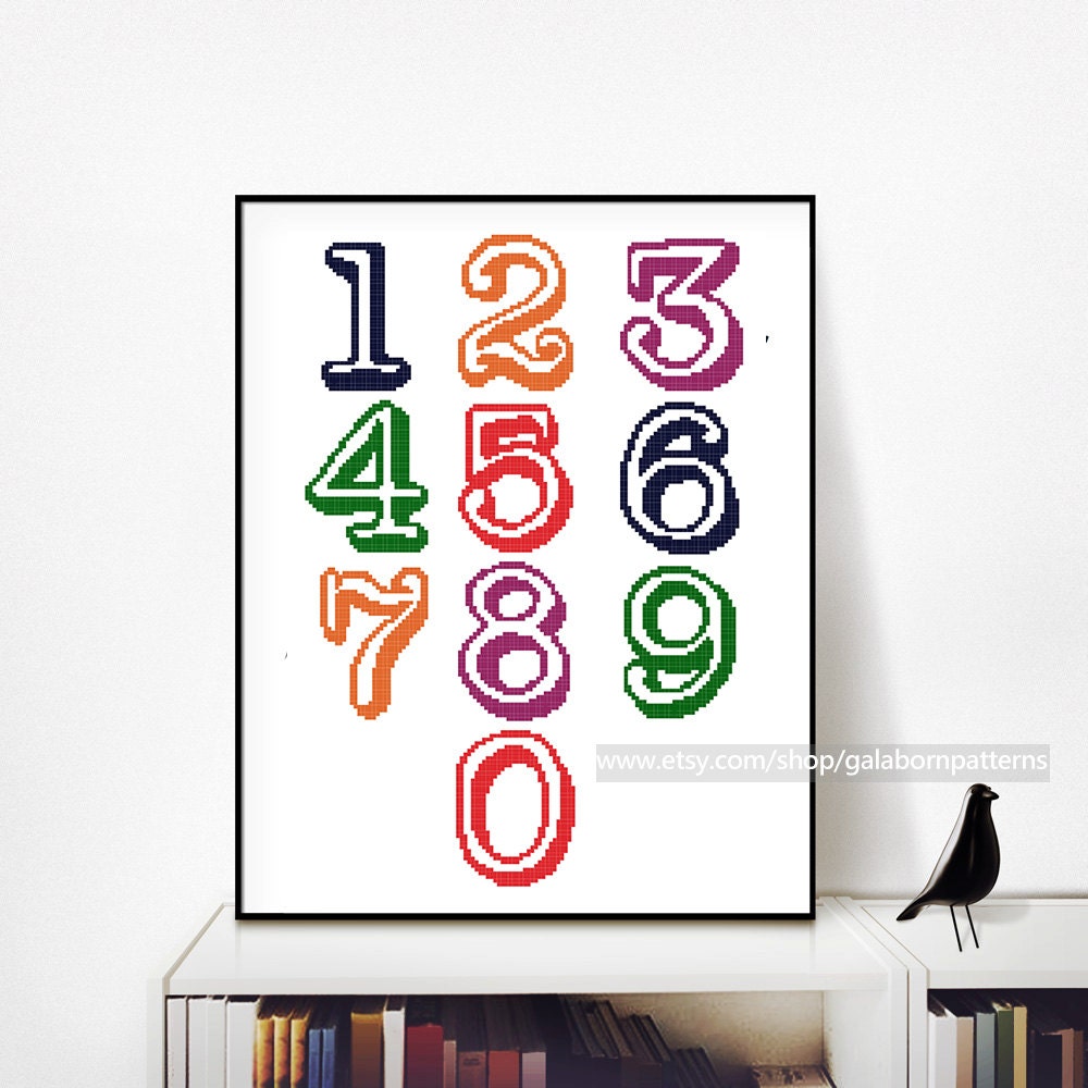 Numbers cross stitch Set of cross stitch numbers 0-9 Cross | Etsy
