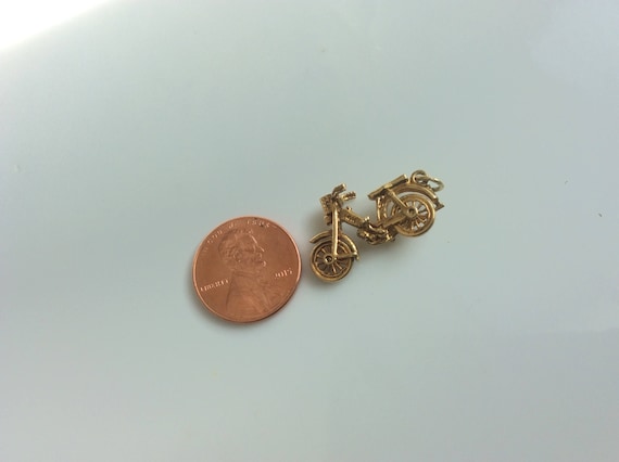 14k gold 3D moped motorcycle motorbike charm - Gem