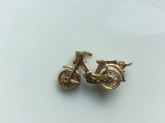 14k gold 3D moped motorcycle motorbike charm - Gem