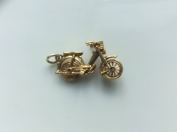 14k gold 3D moped motorcycle motorbike charm - Gem