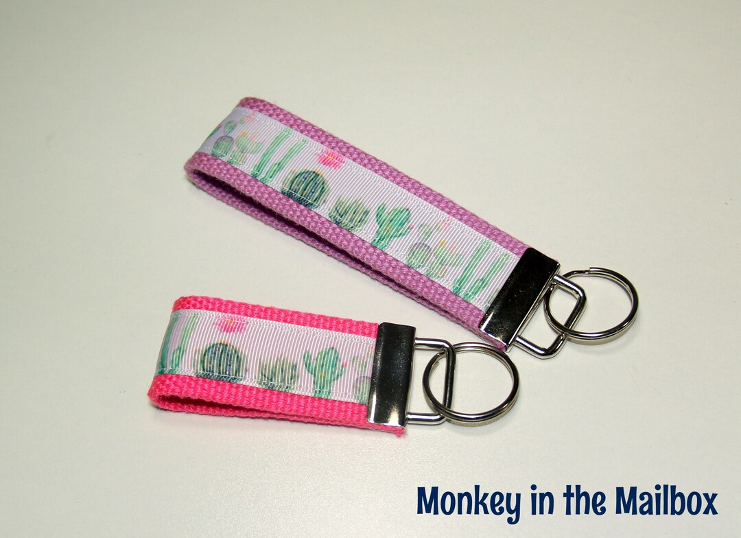 Cactus Key Fob, Cacti Floral Key Chain, Key Ring, Key Holder, Wristlet ...