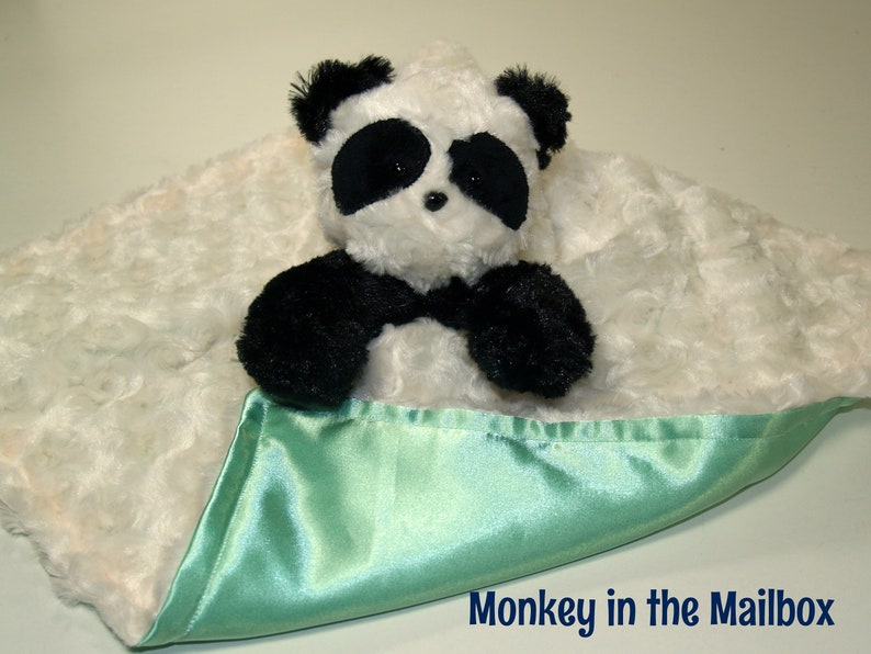 Panda Bear Lovey Blanket Lovie Stuffed Animal Minky Satin - Etsy