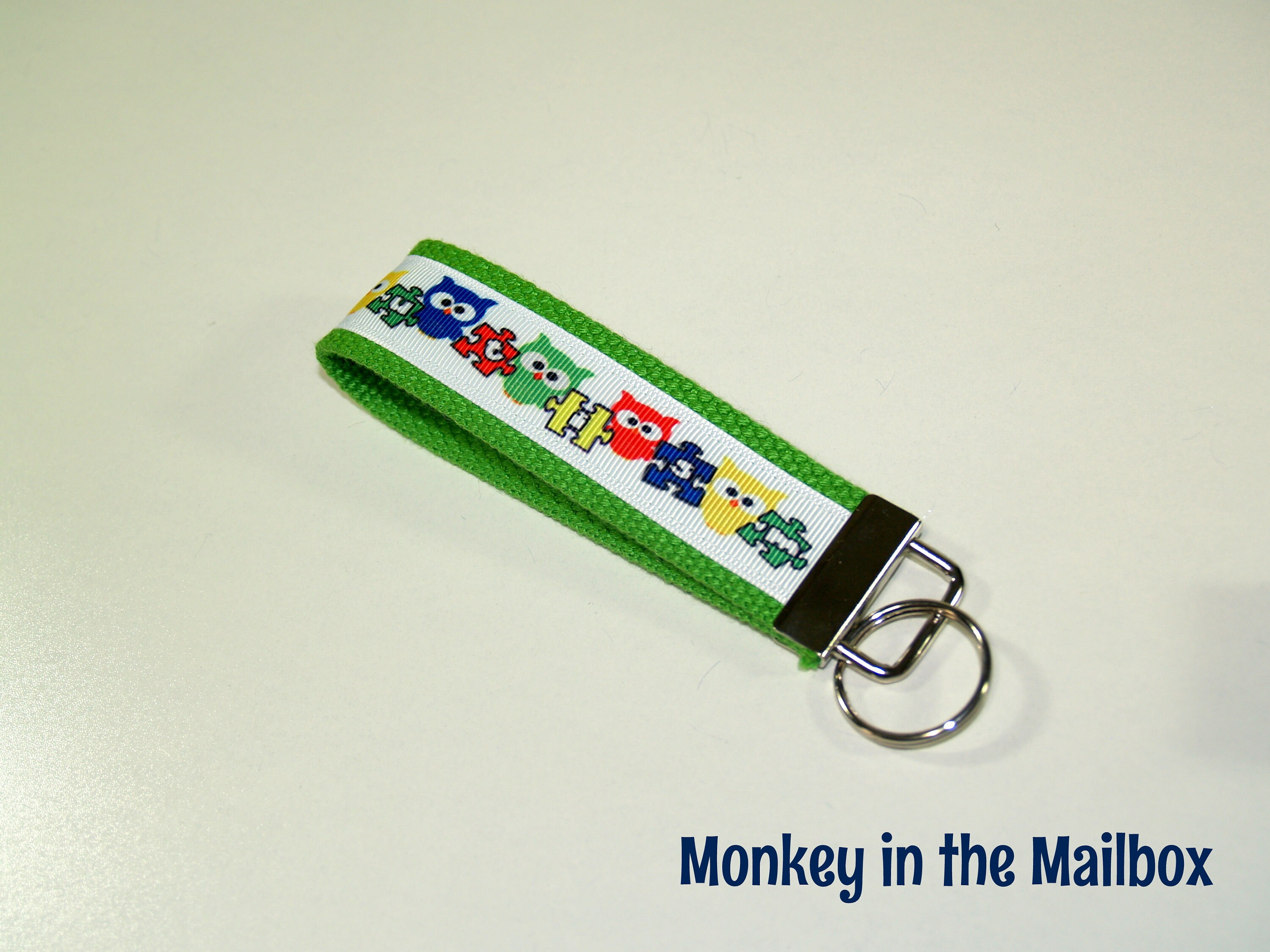 Autism owl puzzle piece ribbon Key Fob Key Chain Key Ring | Etsy