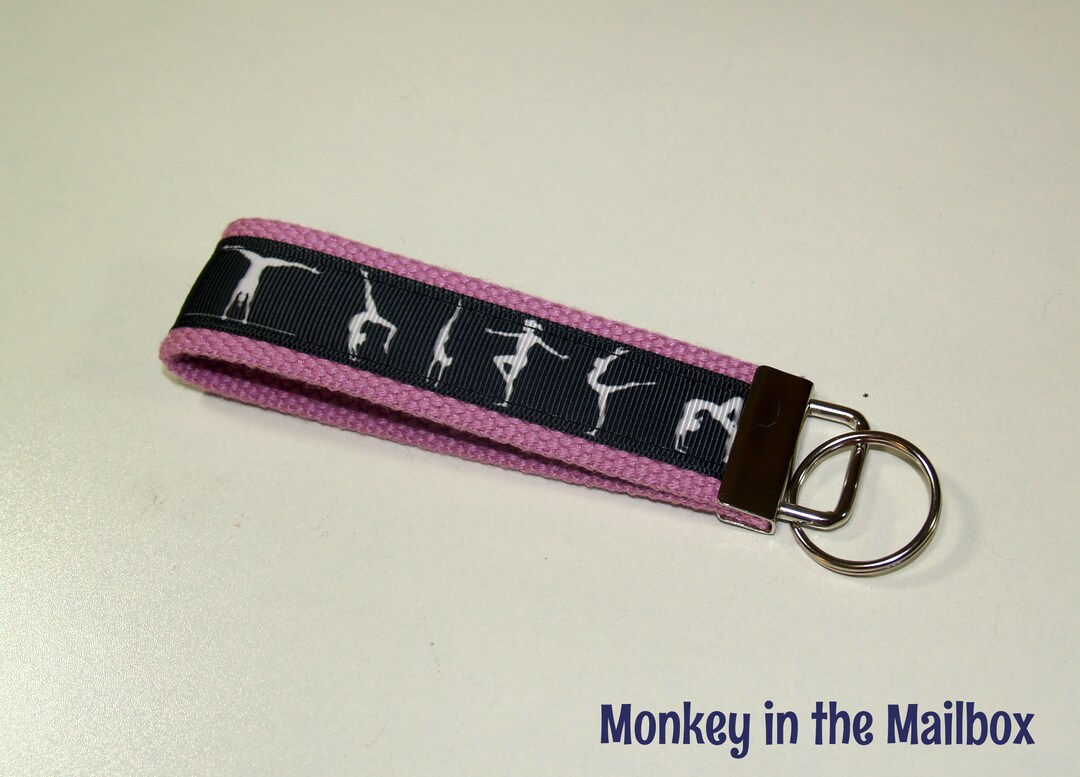 Gymnastics Key Fob, Key Chain, Gymnast Key Ring, Key Holder, Wristlet ...