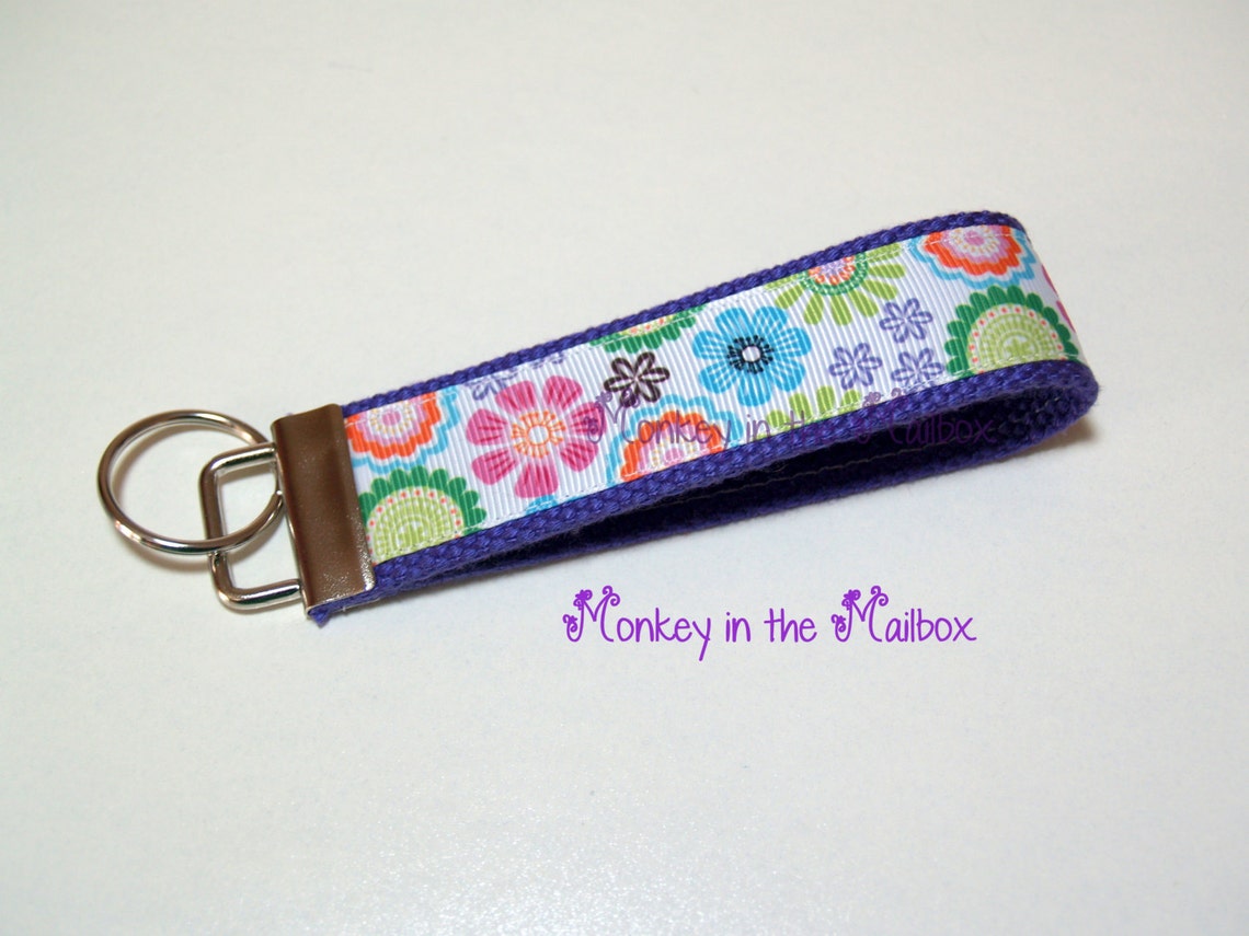 Colorful Flower Key Fob, Key Chain, Key Ring, Key Holder, Wristlet Key ...