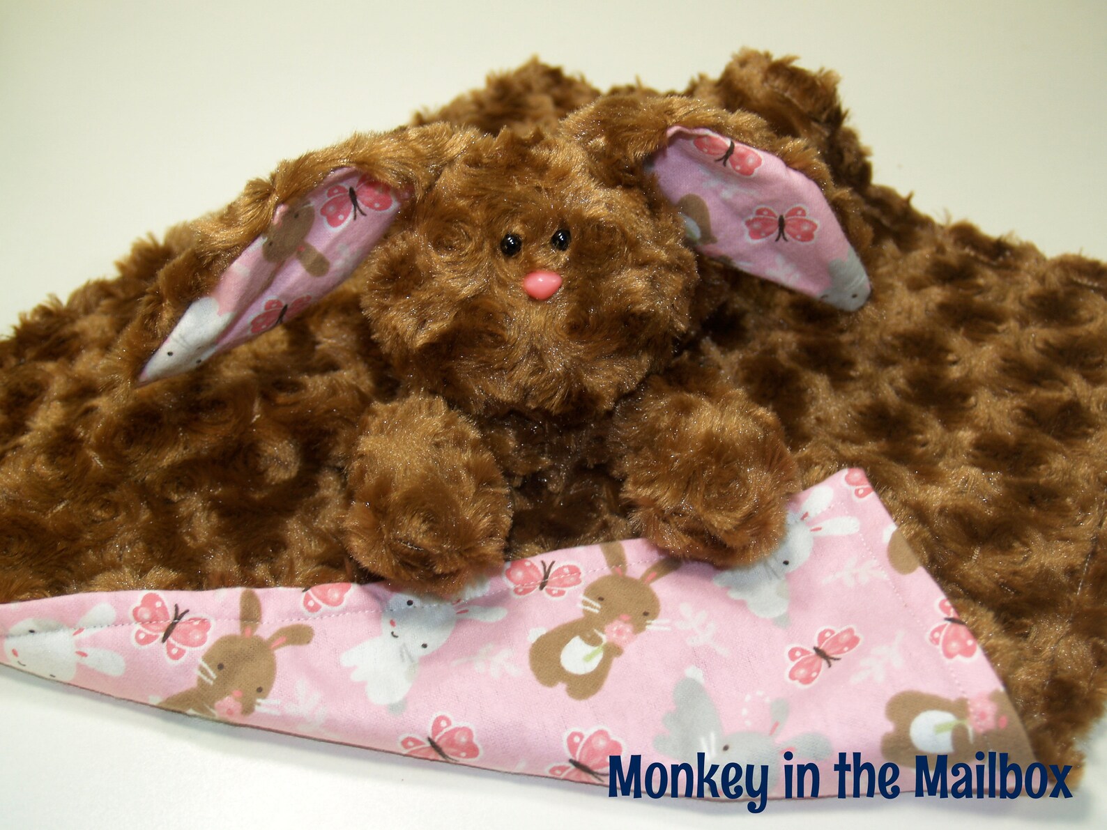 Bunny Lovey Blanket Rabbit Stuffed Animal Lovie Satin Minky - Etsy