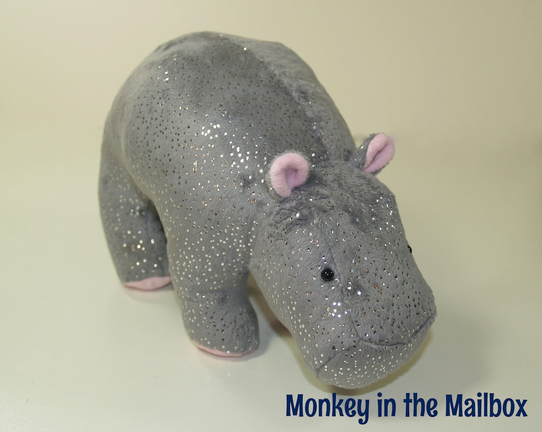 Hippo Stuffed Animal, Minky Hippopotamus Plush Jungle Lovie Lovey ...