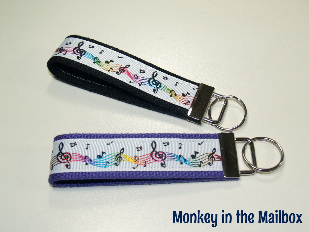 Music Note Lover Rainbow Key Fob, Key Chain, Key Ring, Key Holder ...