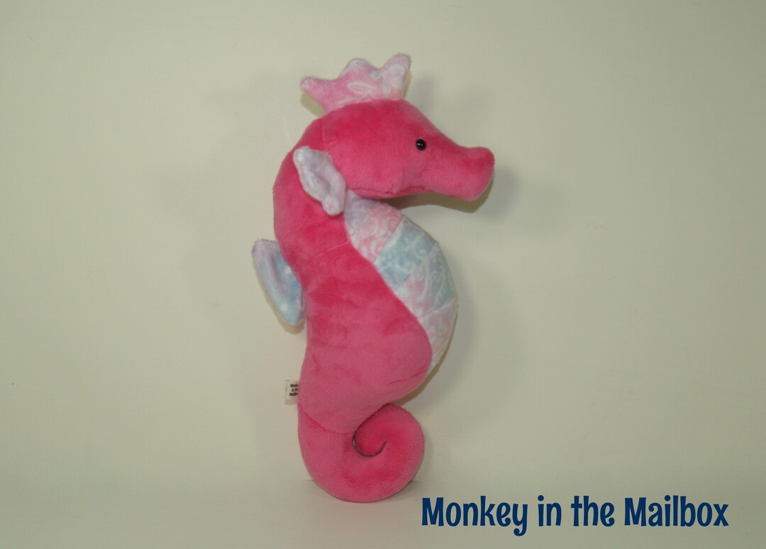 Seahorse Stuffed Animal, Minky Plush, Ocean Stuffie Lovie Lovey, Gender ...