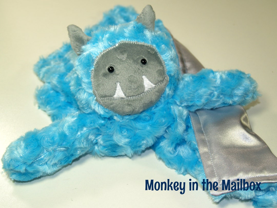Yeti Monster Lovey Blanket, Custom Minky Satin Security Blanket Lovie ...