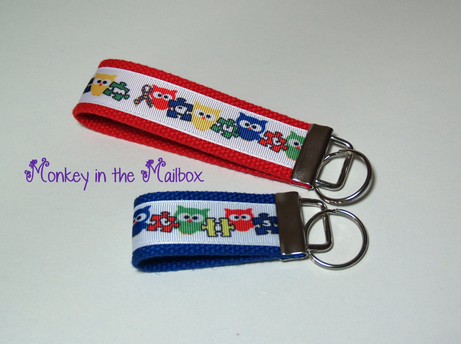 Autism Owl Puzzle Piece Ribbon Key Fob Key Chain Key Ring - Etsy