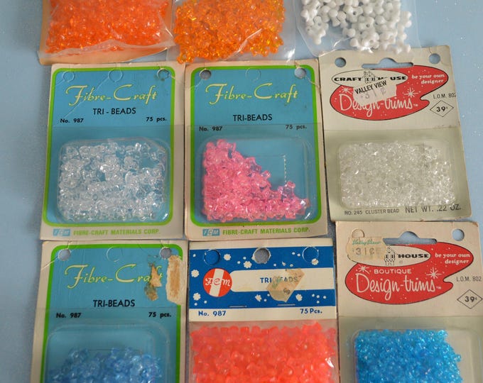 Vintage Tri-beads Plastic Craft Beads Assorted Lot NOS - Etsy