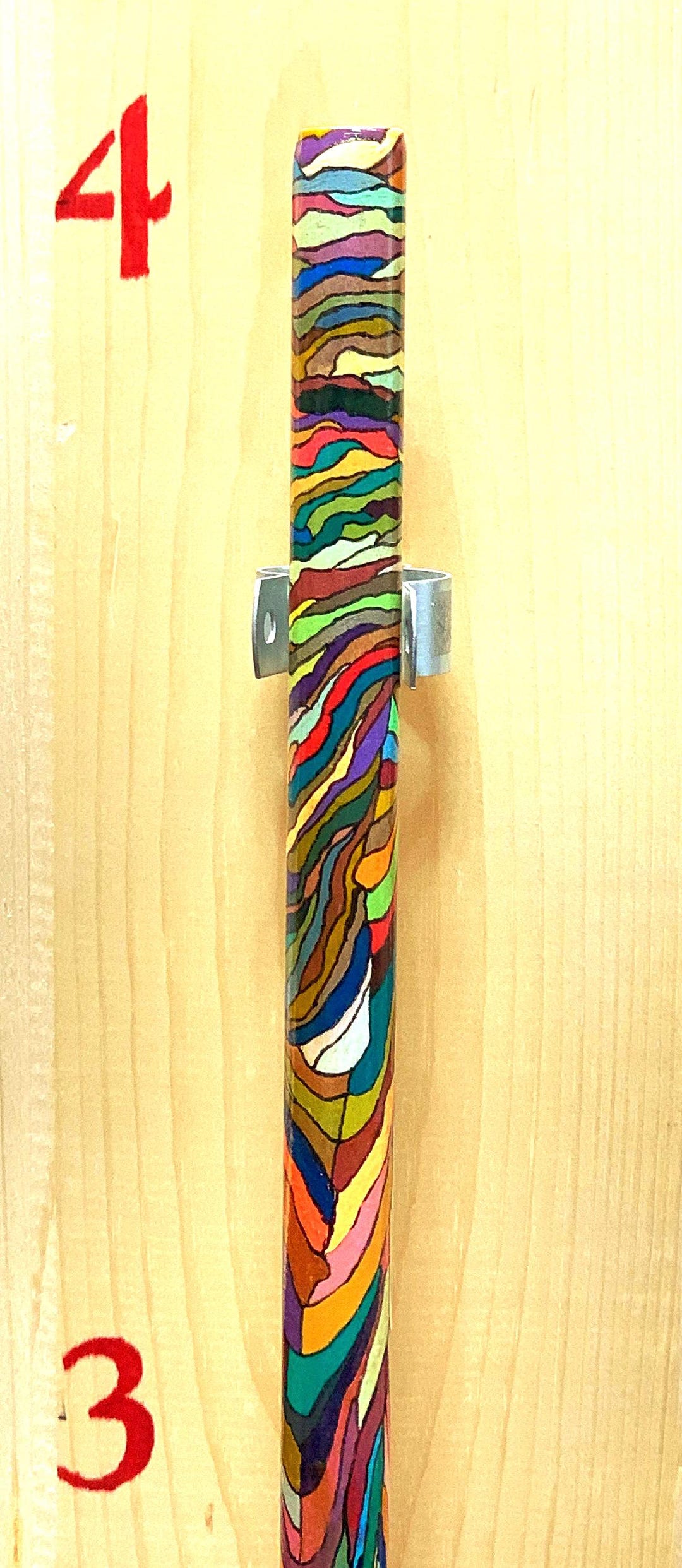 Hand-painted Poplar Walking Stick: Colorful Hiking Staff - Etsy