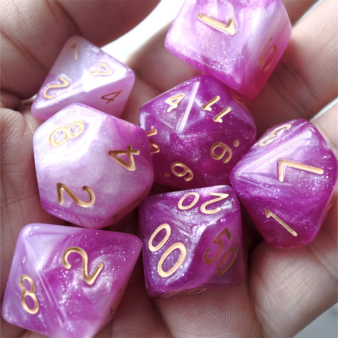 DnD Dice Set Polyhedral dice purple galaxy D&D dice | Etsy