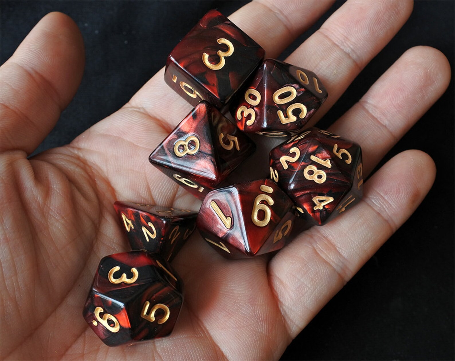 Dnd Dice Set / Blood Red Black Mix Color Polyhedral Dice / D&D - Etsy