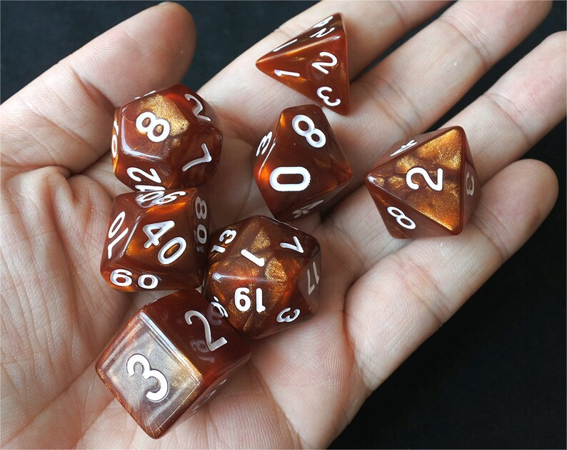 Dnd Dice Set / Brown Pearl Marble Swirl Polyhedral Dice / D&D - Etsy