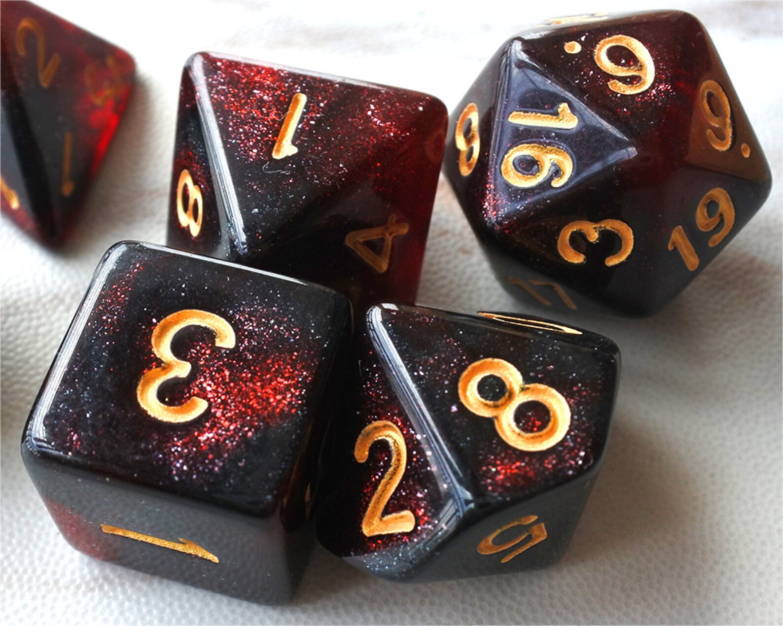 Dnd Dice Set Polyhedral Dice Dark Ruby Galaxy D&D Dice - Etsy