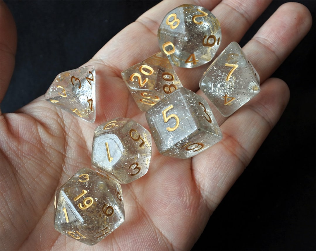 Dnd Dice Set / Transparent White Glitter Polyhedral Dice / D&D Dice ...
