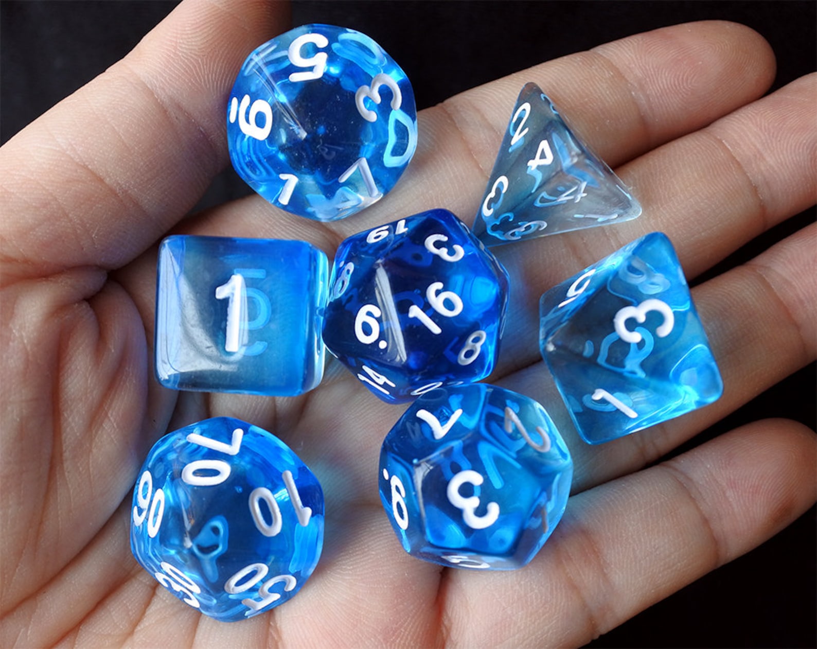 Dnd Dice Set / Blue Translucent Polyhedral Dice / D&D Dice | Etsy