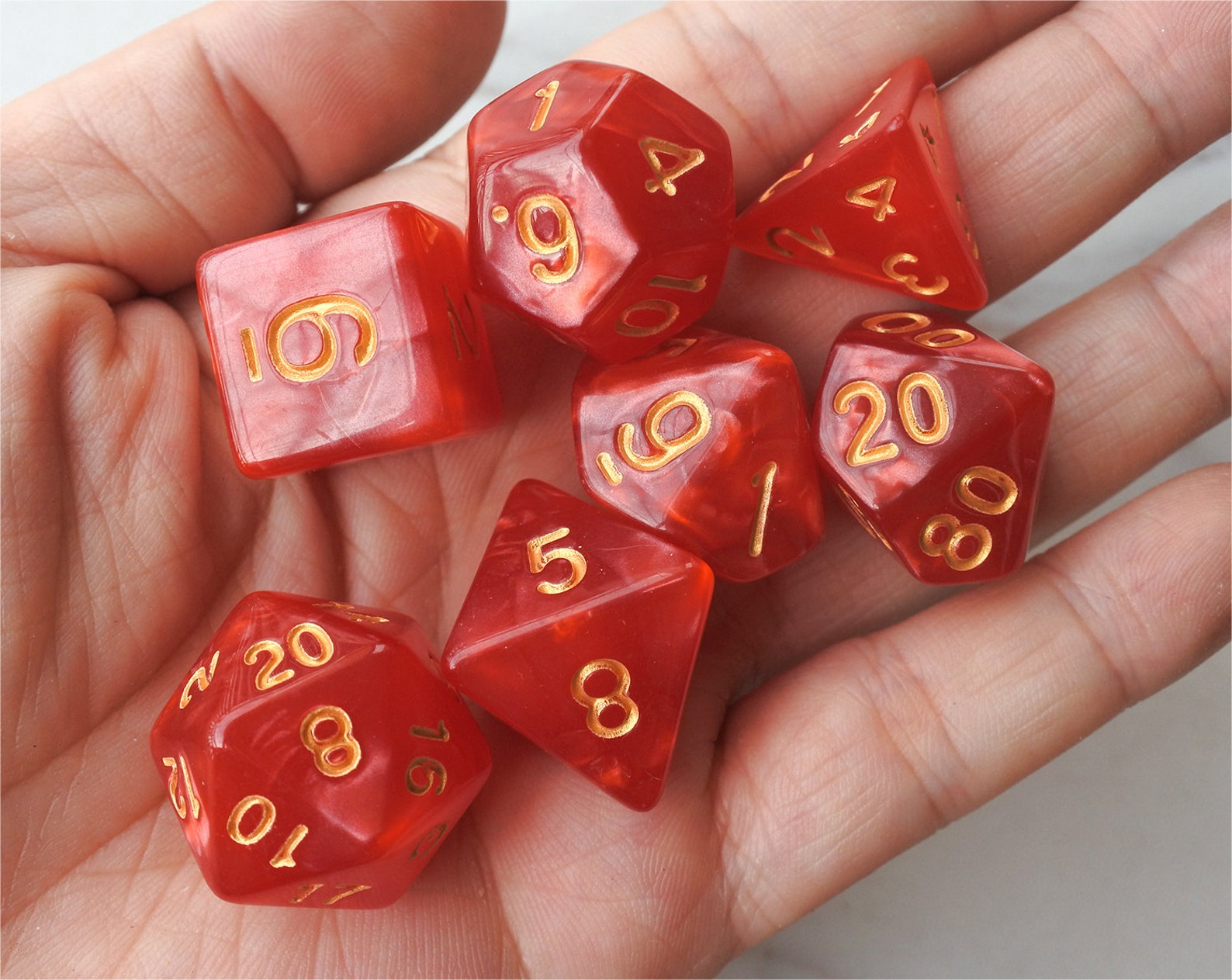 Dnd Dice Set / Red Pearl Marble Swirl Polyhedral Dice / D&D - Etsy Norway