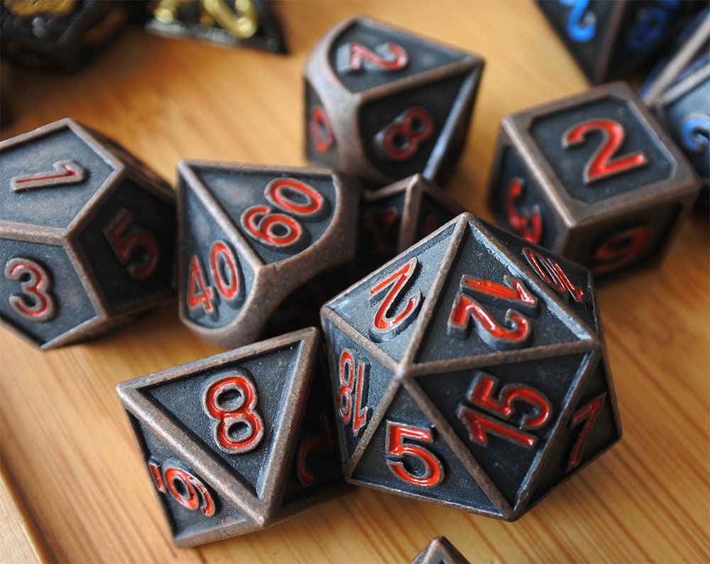 Set di dadi DND in metallo nero argento Drago e dungeon Set | Etsy