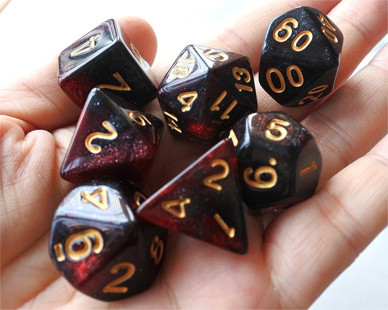 Dnd Dice Set Polyhedral Dice Dark Ruby Galaxy D&D Dice - Etsy