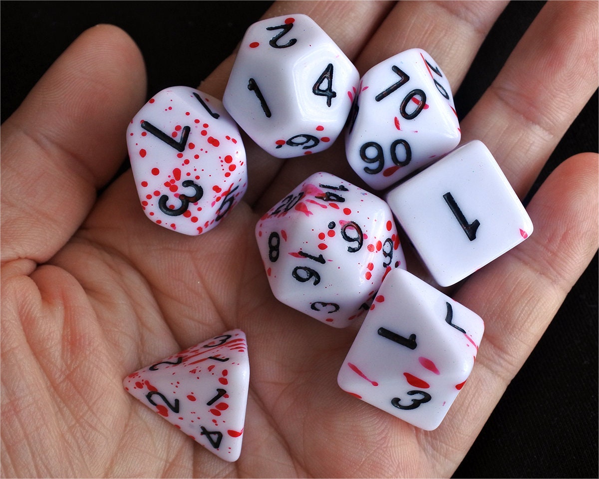 Dnd Dice Set / Blood Red Splatted Dice Set Polyhedral Dice / | Etsy