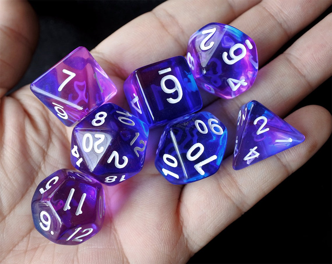 Dnd Dice Set / Purple Blue Color Translucent Polyhedral Dice / D&D Dice ...