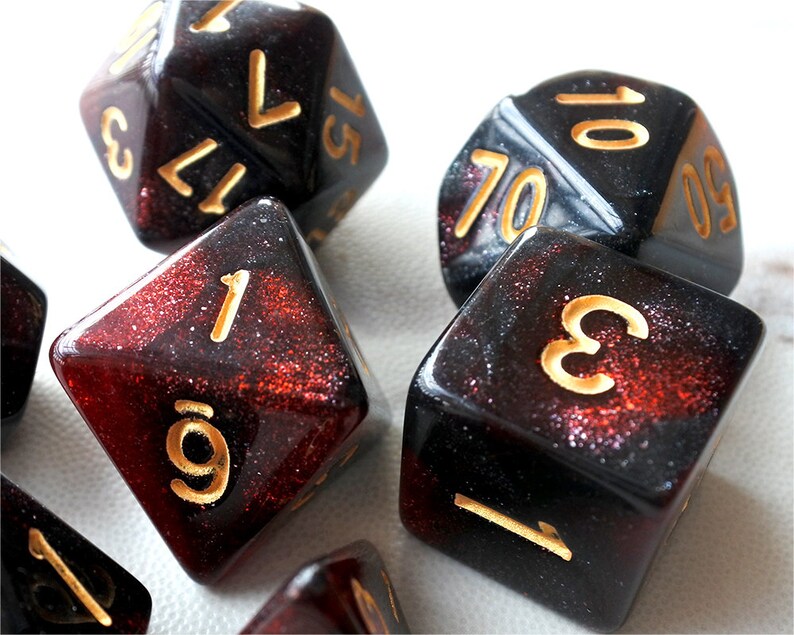 Dnd Dice Set Polyhedral Dice Dark Ruby Galaxy D&D Dice - Etsy Sweden