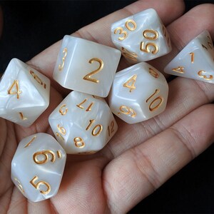 Dnd Dice Set / White Jade Pearl Marble Swirl Polyhedral Dice / D&D Dice ...