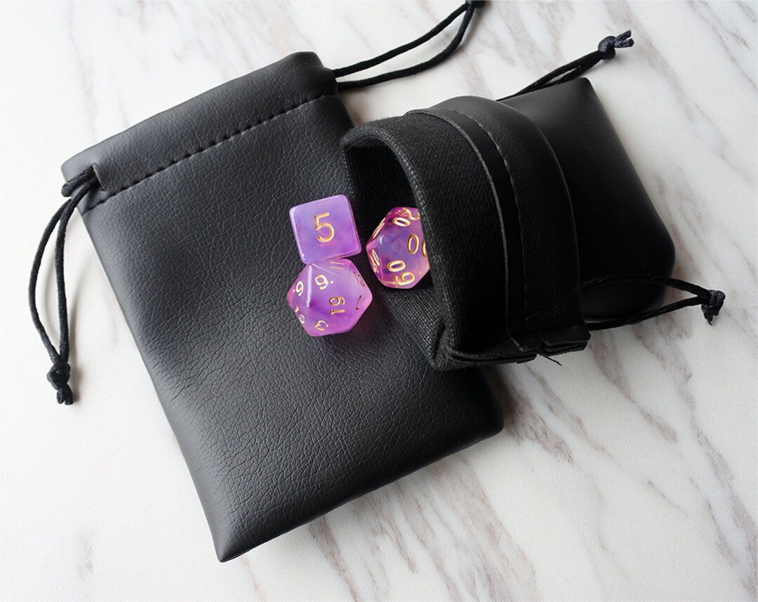 Small Black Faux Leather Bag, Dnd Dice Bag, LARP Pouch, Role Playing ...