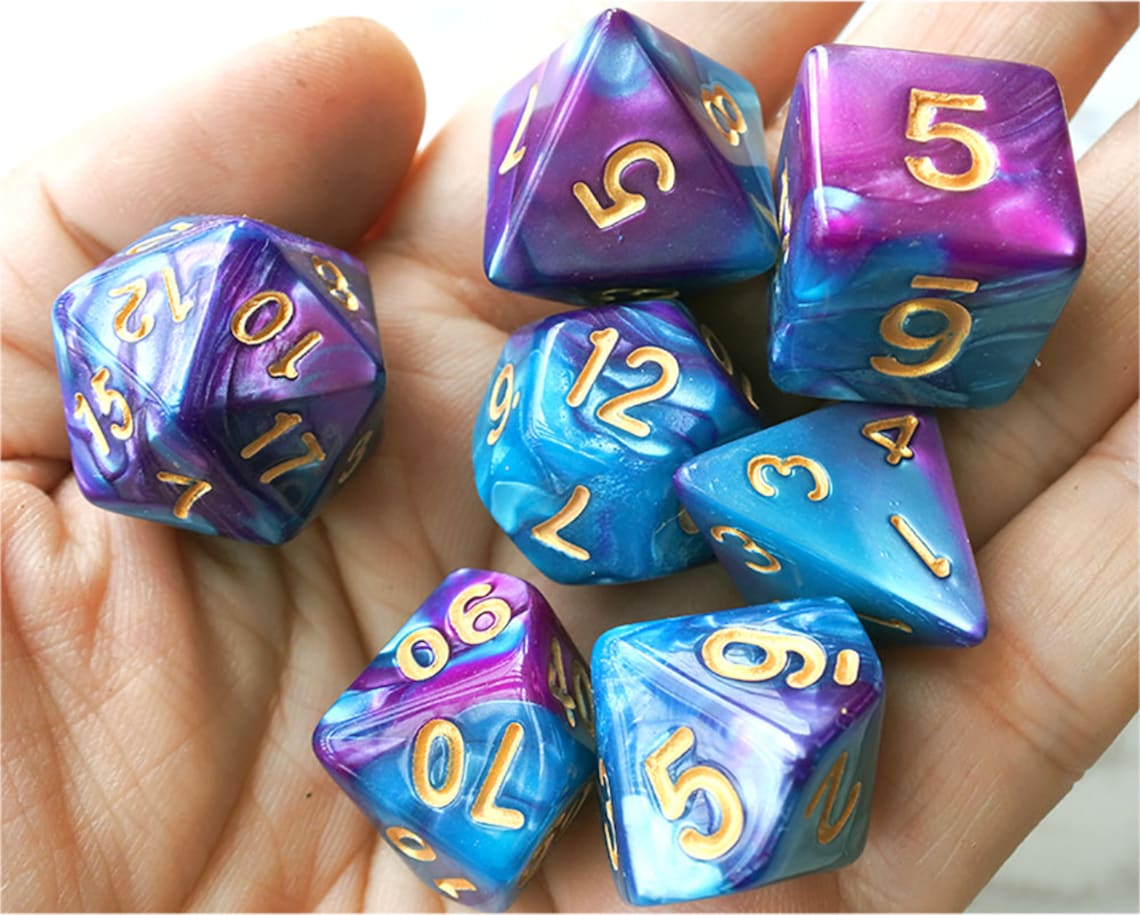Dnd Dice Set / Purple Blue Mix Color Polyhedral Dice / D&D Dice ...