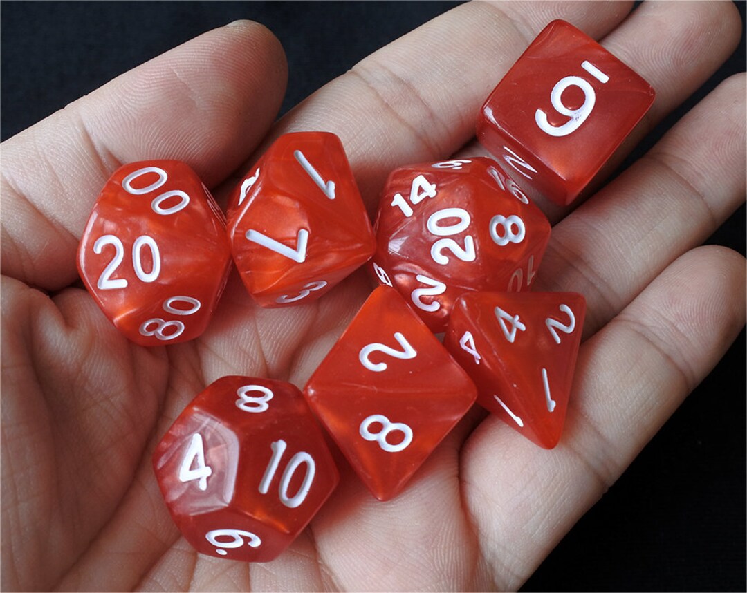 Dnd Dice Set / Ruby Red Pearl Marble Swirl Polyhedral Dice / D&D Dice ...