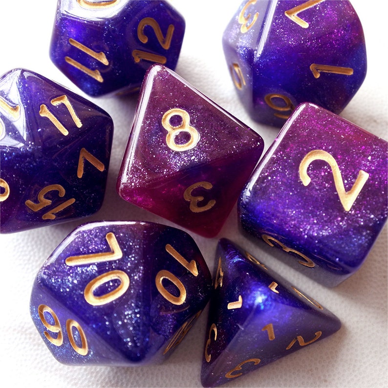 DnD Dice Set dadi poliedrici viola mix blu scuro Galaxy D&D - Etsy Italia
