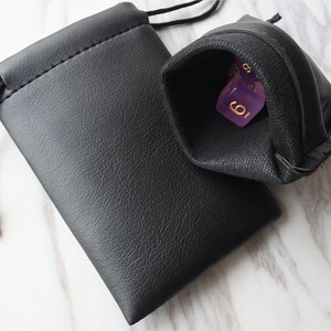Small Black Faux Leather Bag, Dnd Dice Bag, LARP Pouch, Role Playing ...
