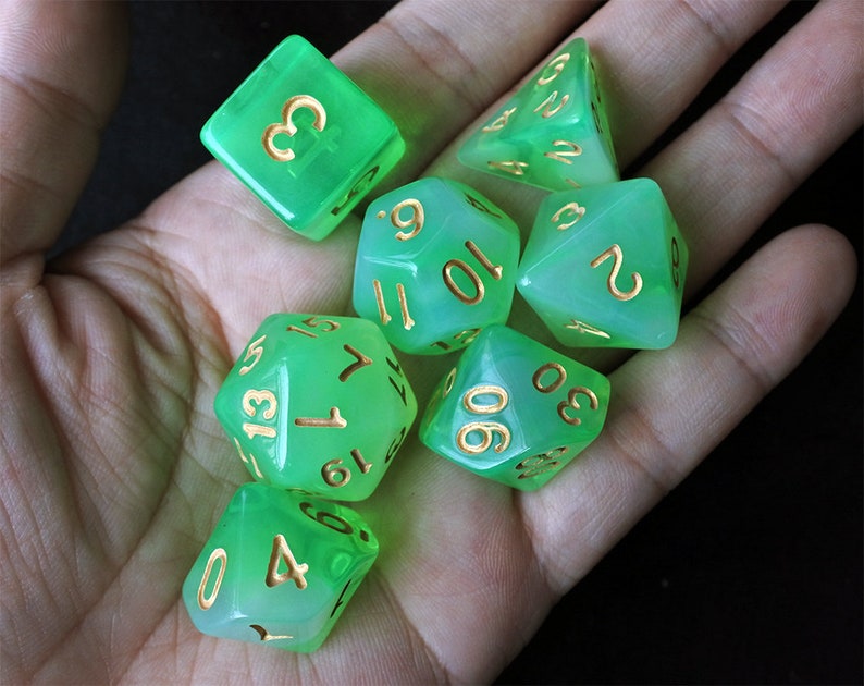 Dnd Dice Set / Emerald Green Jade Polyhedral Dice / D&D Dice - Etsy