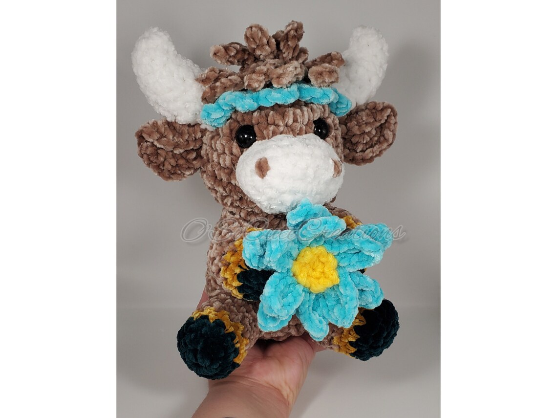 Daisy Highland Cow, Flower Cow, Crochet Highland Cow, Brown Cow ...