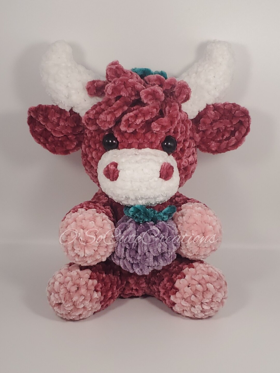 Raspberry, Highland Cow Plush, Fruit Plushie, Cow Lover Gifts, Farm ...