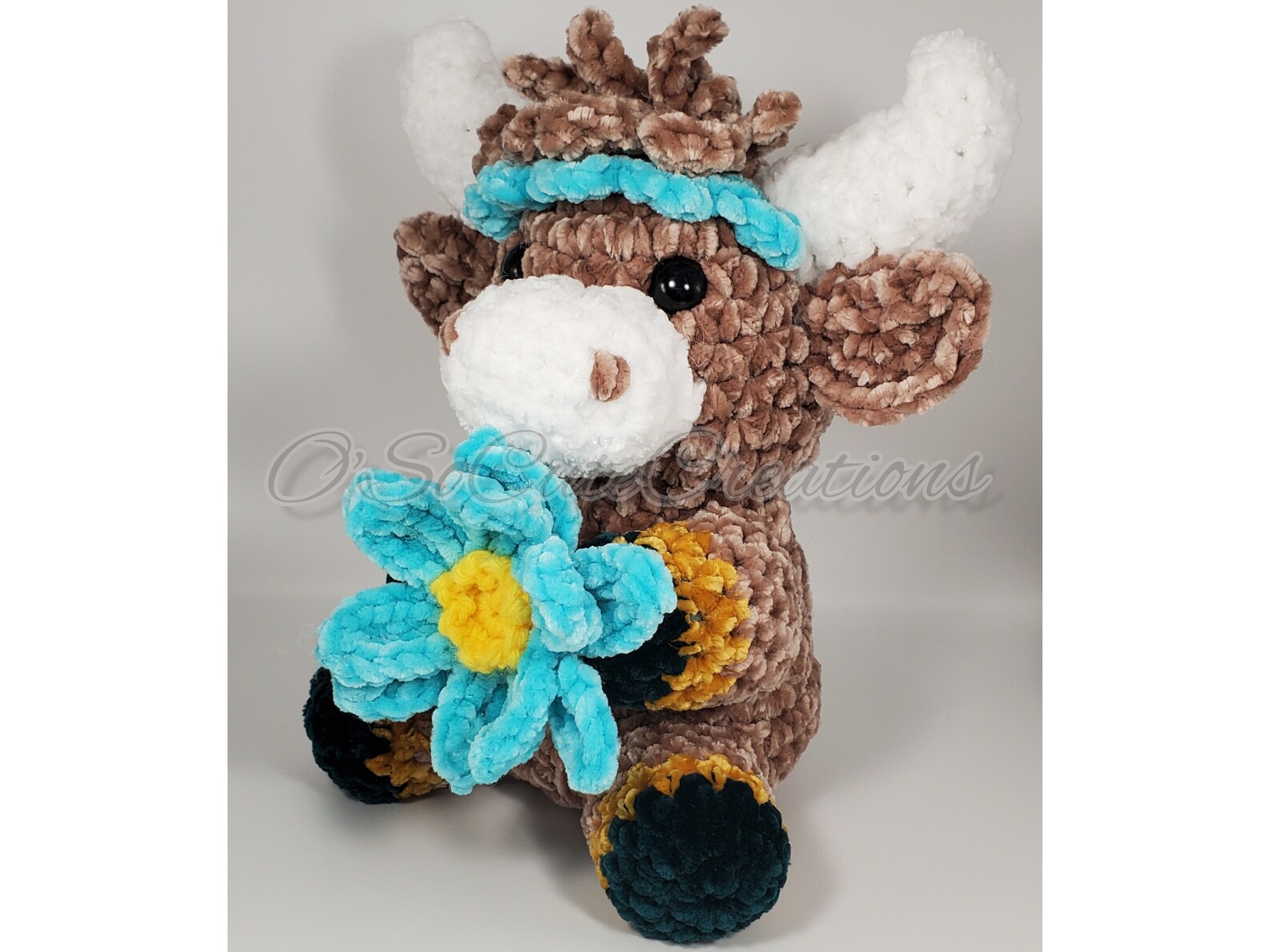 Daisy Highland Cow, Flower Cow, Crochet Highland Cow, Brown Cow ...