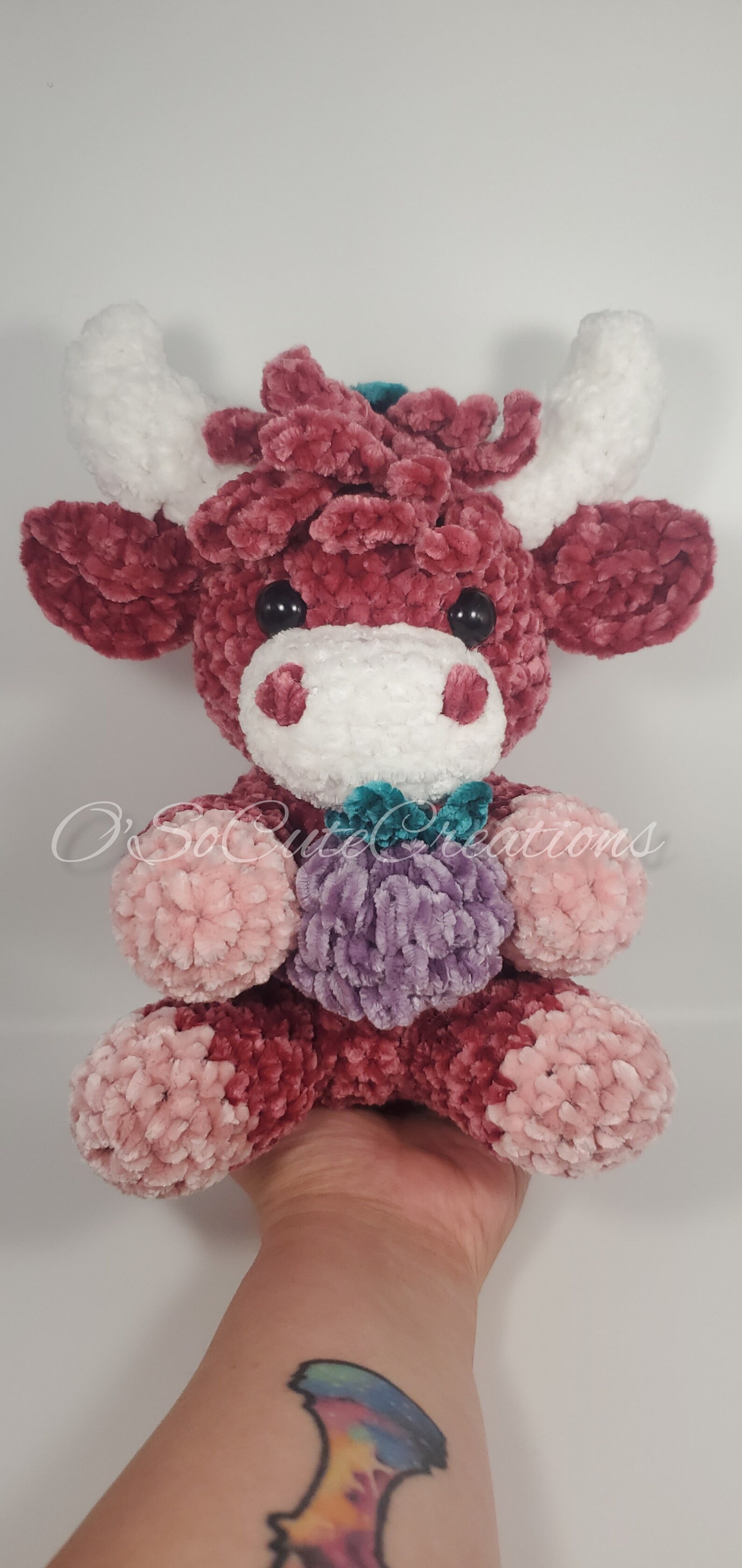 Raspberry Highland Cow Plush: Handmade Velvet Stuffed Animal - Etsy