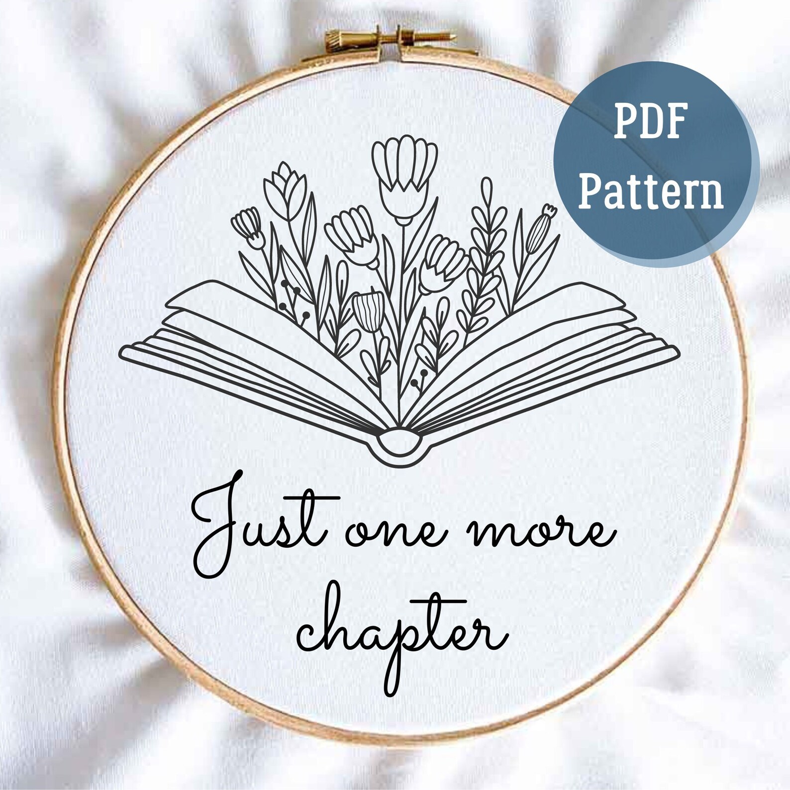 PDF Hand Embroidery Pattern, Just One More Chapter, Bookish Design ...
